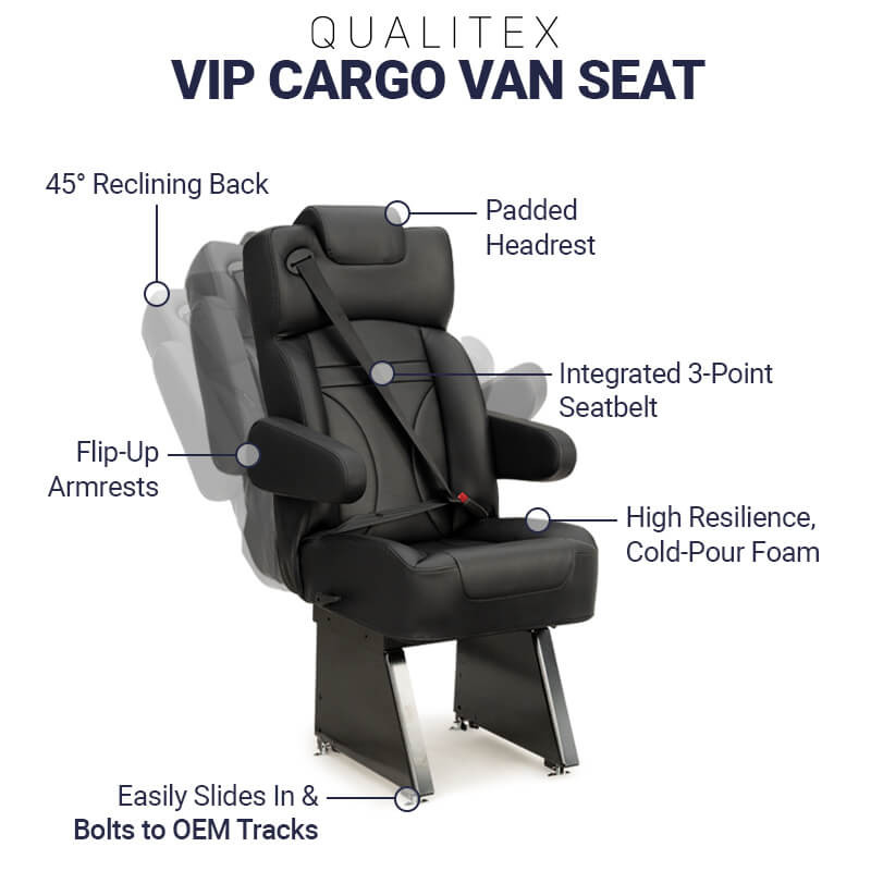 Qualitex Sprinter VIP Cargo Van Seat (2007-2018, & 2019+), Single Chair ...